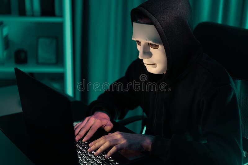 White Criminal Anonymous Mask Installing Coding Password Encryption ...