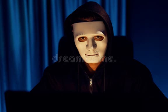 White Criminal Anonymous Mask Installing Coding Password Encryption ...