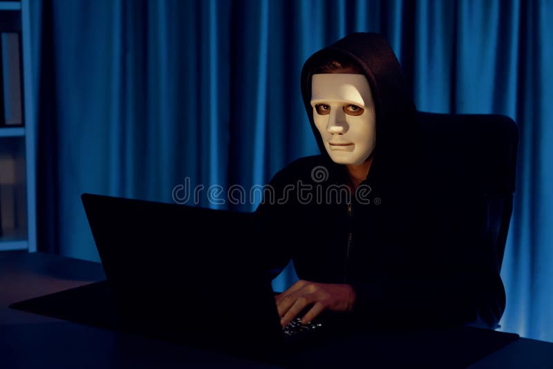 White Criminal Anonymous Mask Installing Coding Password Encryption ...