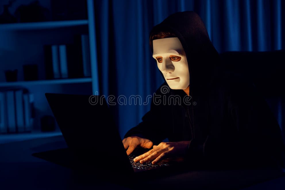 White Criminal Anonymous Mask Installing Coding Password Encryption ...