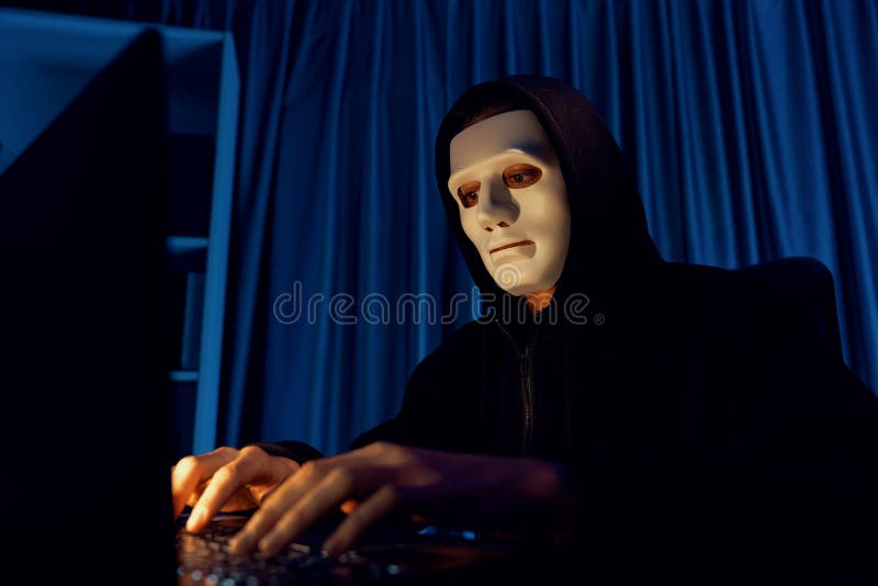 White Criminal Anonymous Mask Installing Coding Password Encryption
