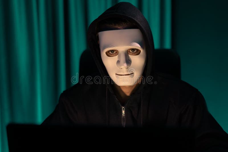 White Criminal Anonymous Mask Installing Coding Password Encryption ...