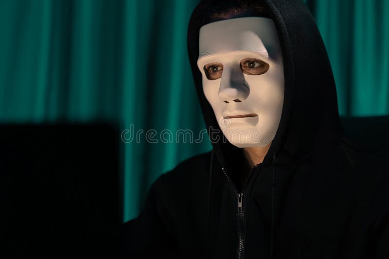 White Criminal Anonymous Mask Installing Coding Password Encryption