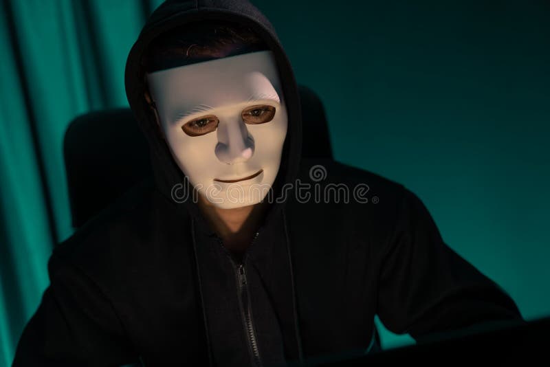 White Criminal Anonymous Mask Installing Coding Password Encryption