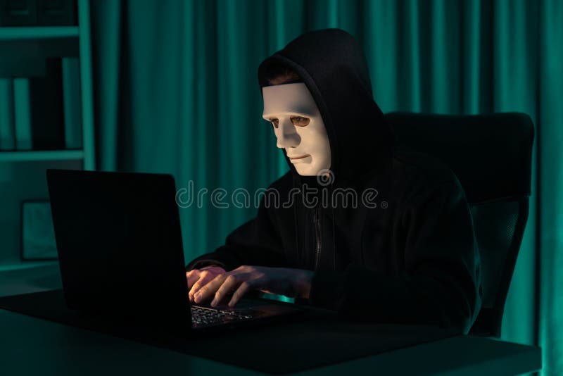White Criminal Anonymous Mask Installing Coding Password Encryption ...