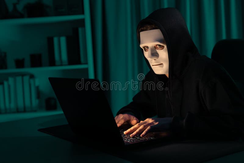 White Criminal Anonymous Mask Installing Coding Password Encryption ...