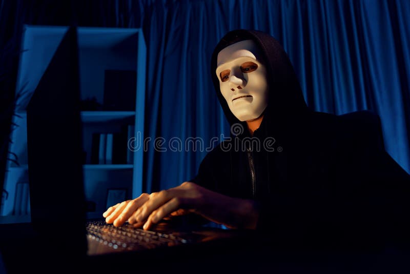 White Criminal Anonymous Mask Installing Coding Password Encryption ...