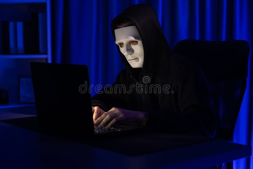 White Criminal Anonymous Mask Installing Coding Password Encryption ...