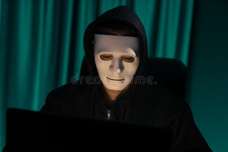 White Criminal Anonymous Mask Installing Coding Password Encryption ...