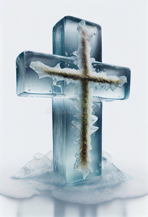 White Cross in Ice. AI Generated Stock Illustration - Illustration of ...