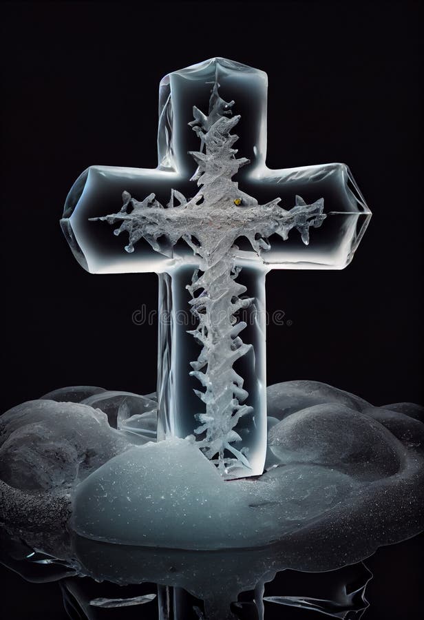 White Cross in Ice. AI Generated Stock Illustration - Illustration of ...