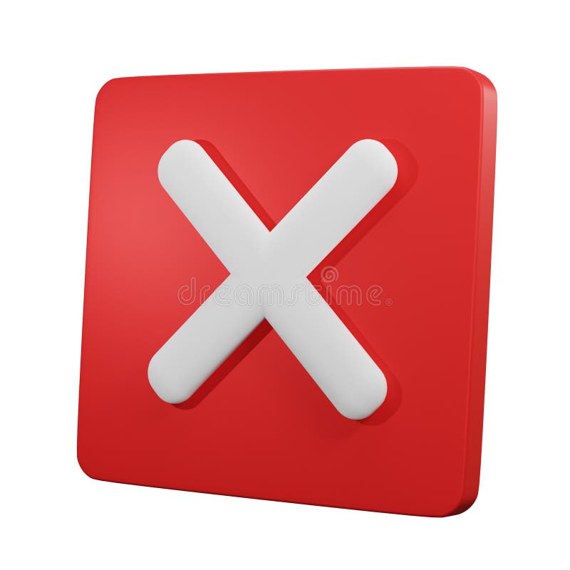 White Cross Mark in the Red Frame 3D Render Stock Illustration ...