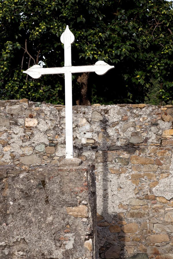 White Cross and Shadow on Old Wall Stock Image - Image of dirty ...