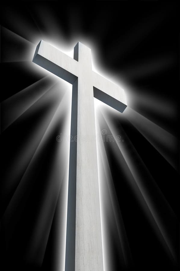 Glowing White Cross with Rays of Light Stock Image - Image of bright ...