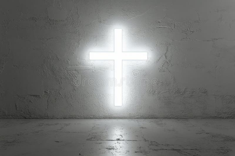 A White Cross Casting Shadows on a Textured Wall in Soft Light during ...