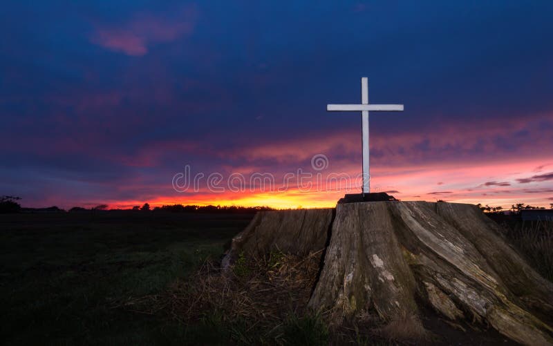 White Cross Tree Stump stock image. Image of christianity - 42074197