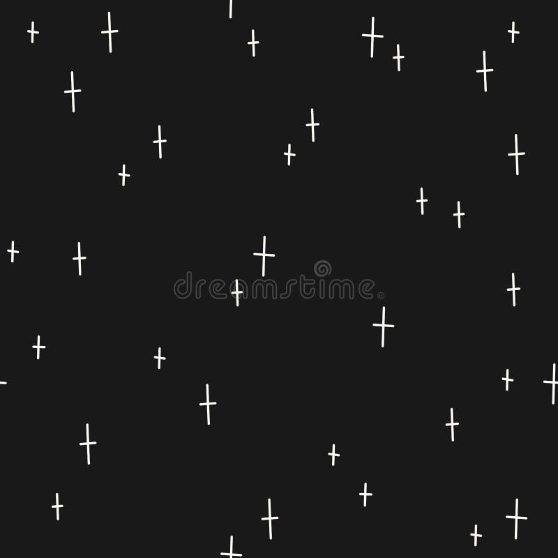 White Crosses on a Black Background. Vector Seamless Pattern Stock ...