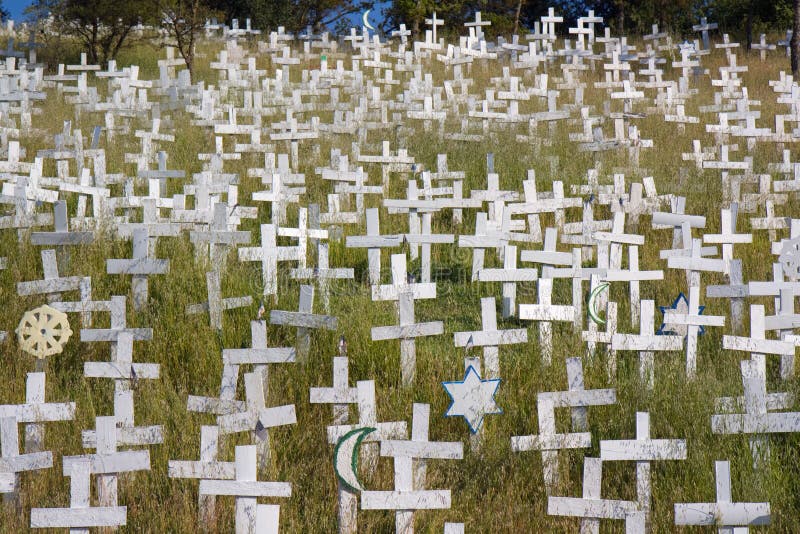 White Crosses Showing Inuit Graves in Kuujjuaq Stock Photo - Image of ...