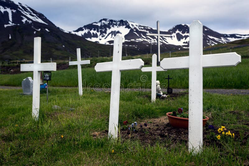 Iceland cemetery BW stock photo. Image of cross, excursion - 56027064