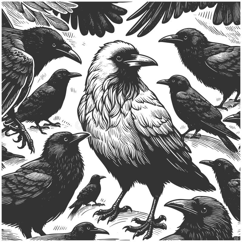 White Crow among Black Crows Metaphor Concept Stock Photo - Image of ...