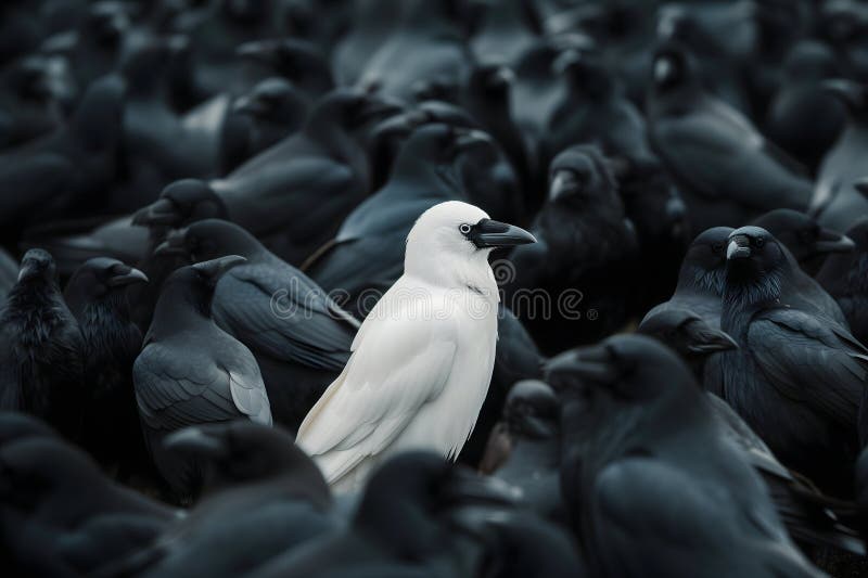 A White Crow among Many Black Crows Stock Image - Image of contrast ...
