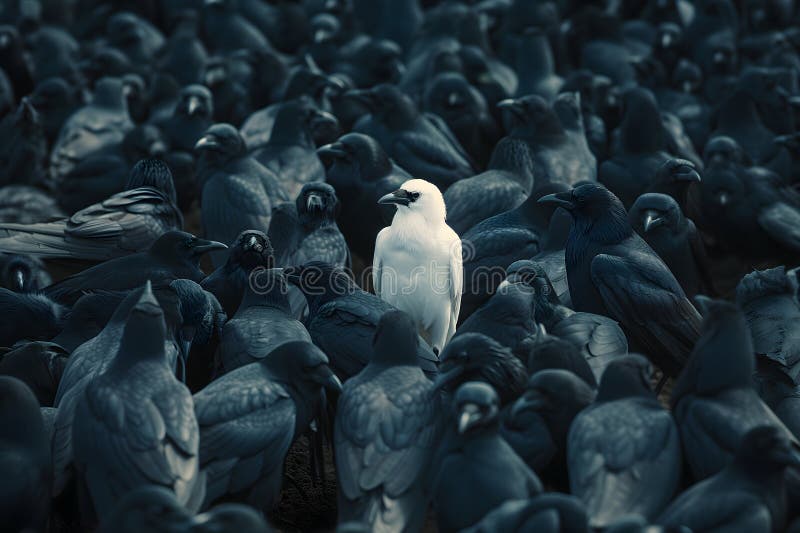 A White Crow among Many Black Crows Stock Image - Image of exceptional ...