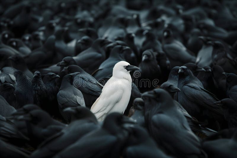 A White Crow among Many Black Crows Stock Image - Image of easy, wild ...