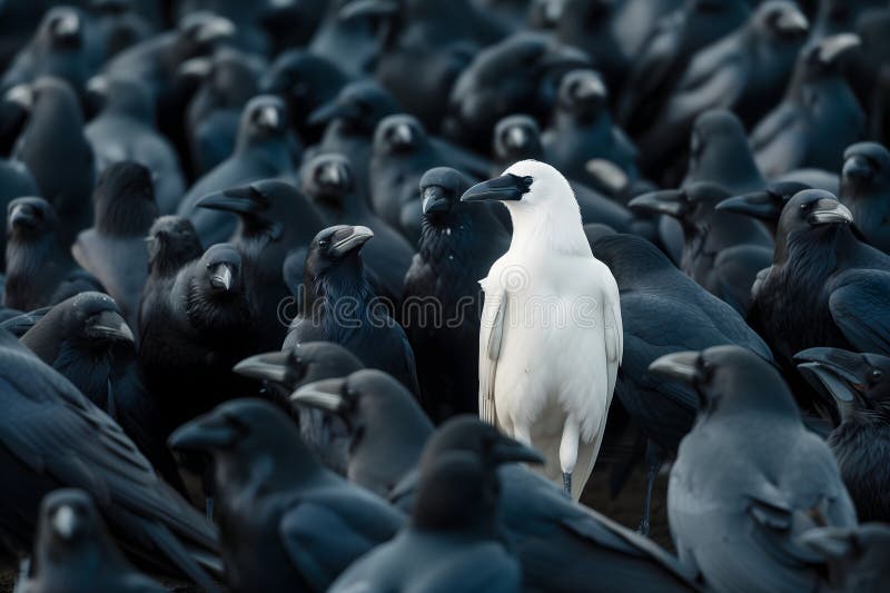 A White Crow among Many Black Crows Stock Photo - Image of crowd ...