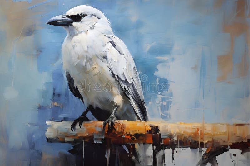 White Crow. Oil Painting in Impressionism Style Stock Illustration ...