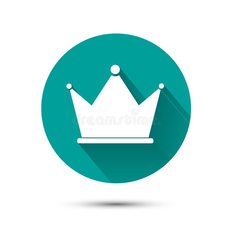 White Crown Icon on Green Background with Shadow Stock Vector ...
