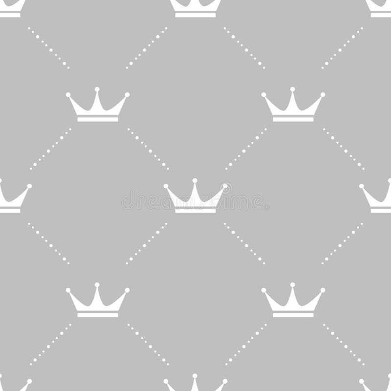 White Crowns on Grey Background. Royal Seamless Pattern, Baby Textile ...