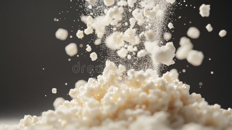 White Crumbly Substance Falling on Dark Background Stock Illustration ...