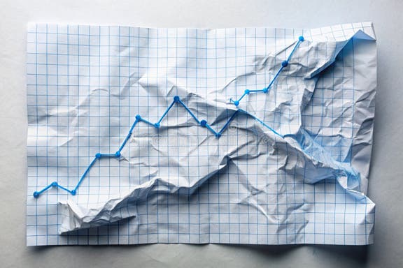 White Crumpled Paper with Blue Graph Lines Texture Stock Illustration ...