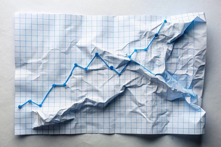 White Crumpled Paper with Blue Graph Lines Texture Stock Illustration ...