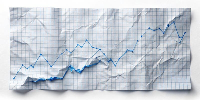 White Crumpled Paper with Blue Graph Lines Texture Stock Illustration ...