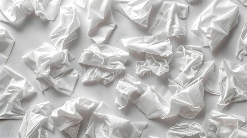 White Crumpled Paper on White Floor . Snot Wipes Lying on the Floor ...