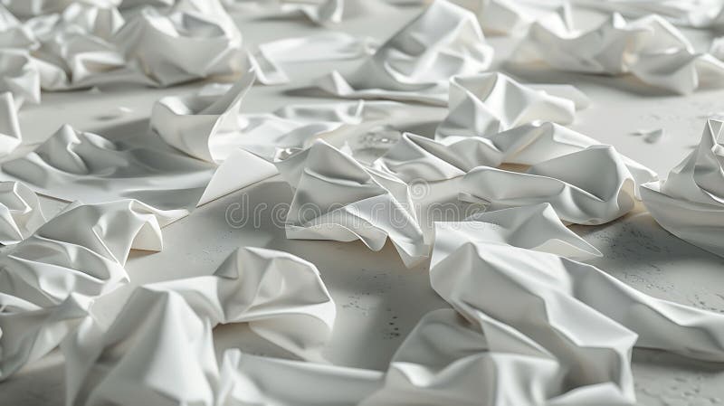 White Crumpled Paper on White Floor . Snot Wipes Lying on the Floor ...