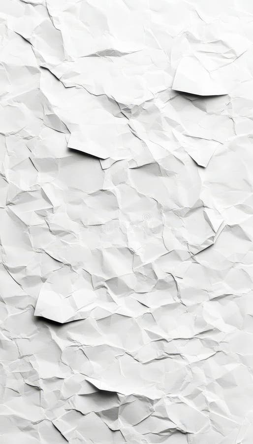White Crumpled Paper Texture Background, Abstract Design Element, Rough ...