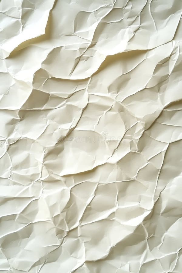 White Crumpled Paper Texture Background, Empty Blank Surface, Creased ...