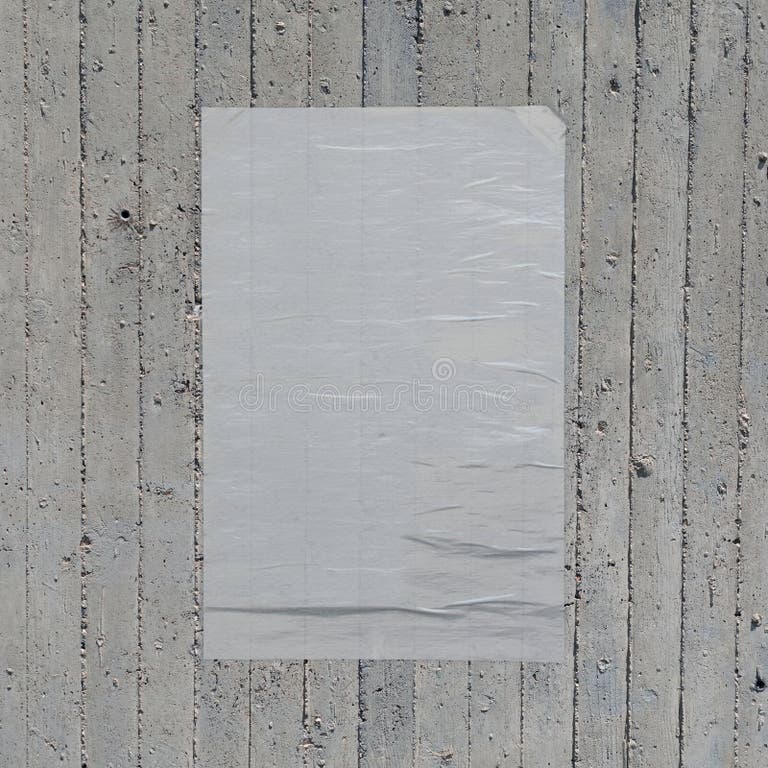 White Crumpled Poster on Concrete Wall Background Stock Image - Image ...