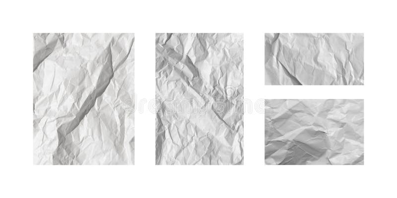 White Crumpled Recycled Paper Isolated on White. Adhesive Stickers ...