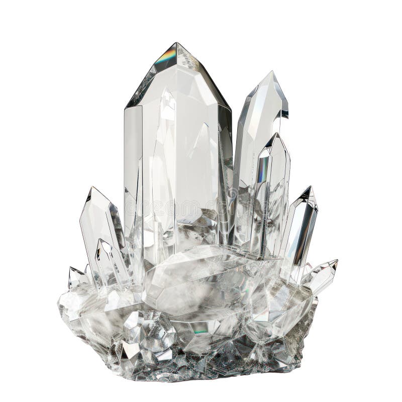 White Crystal 3d Rendering Front View Isolate Stock Illustration ...