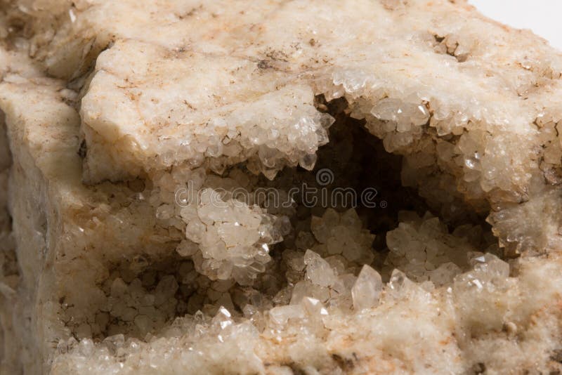 Stone with Beautiful Quartz Crystals Close Up Stock Image - Image of ...