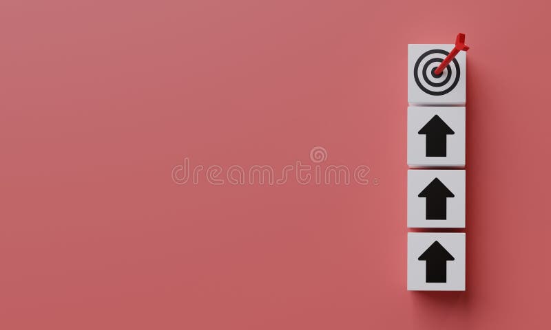 White Cube with Arrow Pointing To Target Icon with Copy Space. Stock ...