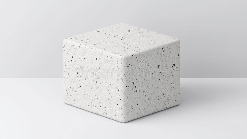 A White Cube with Black Speckles Sits on a White Surface. Stock ...