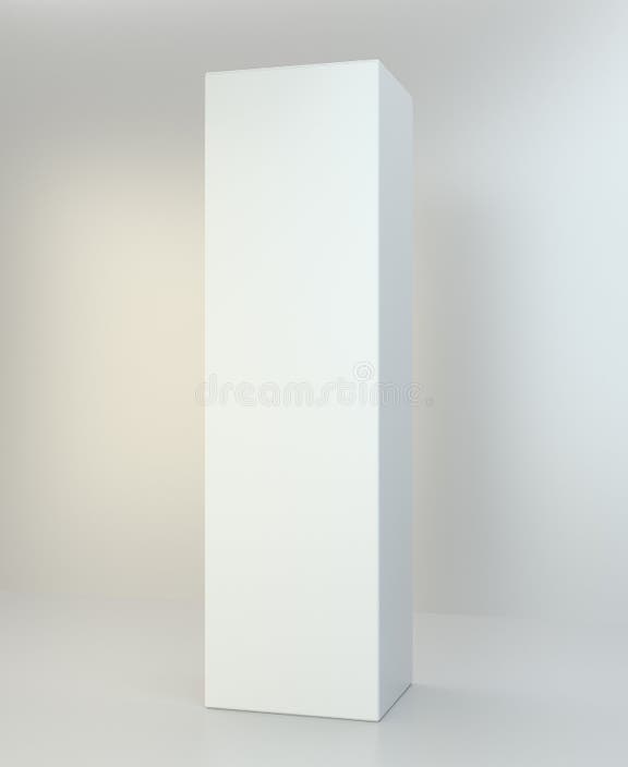 White Cube Blank Box from Top Front Far Side Angle. 3D Illustration on ...