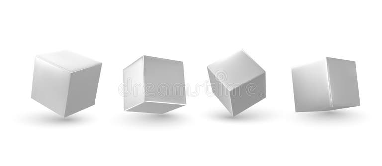 White Cube 3d Render. Set Square Block. Realistic Isolated on a White ...