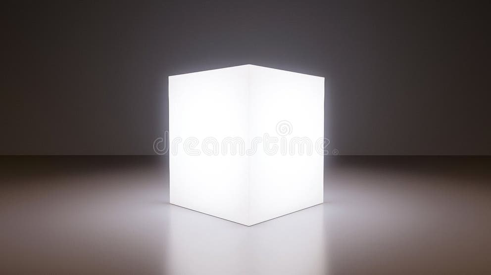 A White Cube Illuminated from the Top, Casting a Shadow on the Floor Below. Stock Image - Image ...