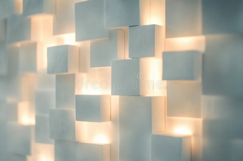 White Cube Installation with Lights Stock Photo - Image of interior ...