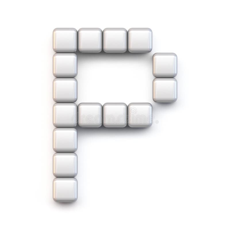 White Cube, Pixel Font Letter P 3D Stock Illustration - Illustration of ...